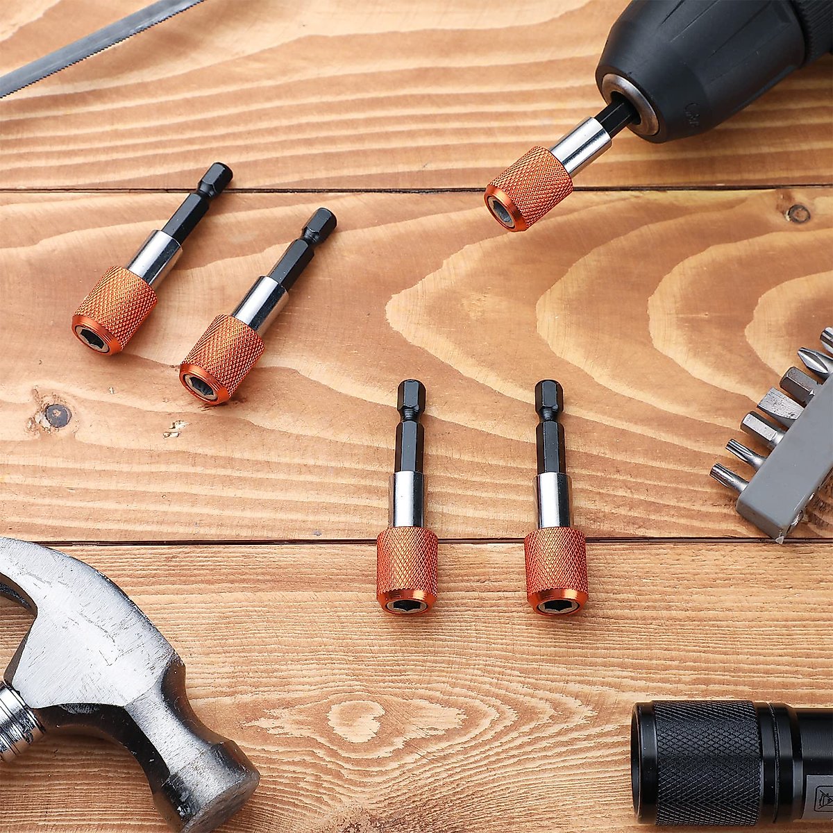 5 Pack Flexible Drill Bit Extension 1/4 Inch Magnetic Drill Bit Holder Tool Kit Hex Shank Quick Release Impact Driver Bit Set Magnetic Bit Holder Bar Socket Chuck Adapter for Nuts Screws
