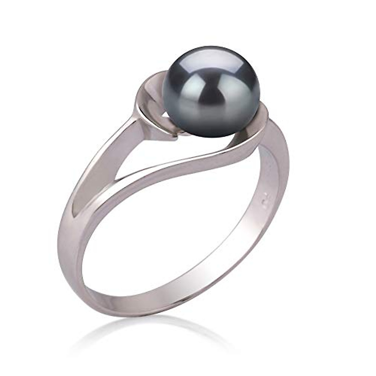 Clare Black 6-7mm AAA Quality Freshwater 925 Sterling Silver Cultured Pearl Ring For Women - Size-8