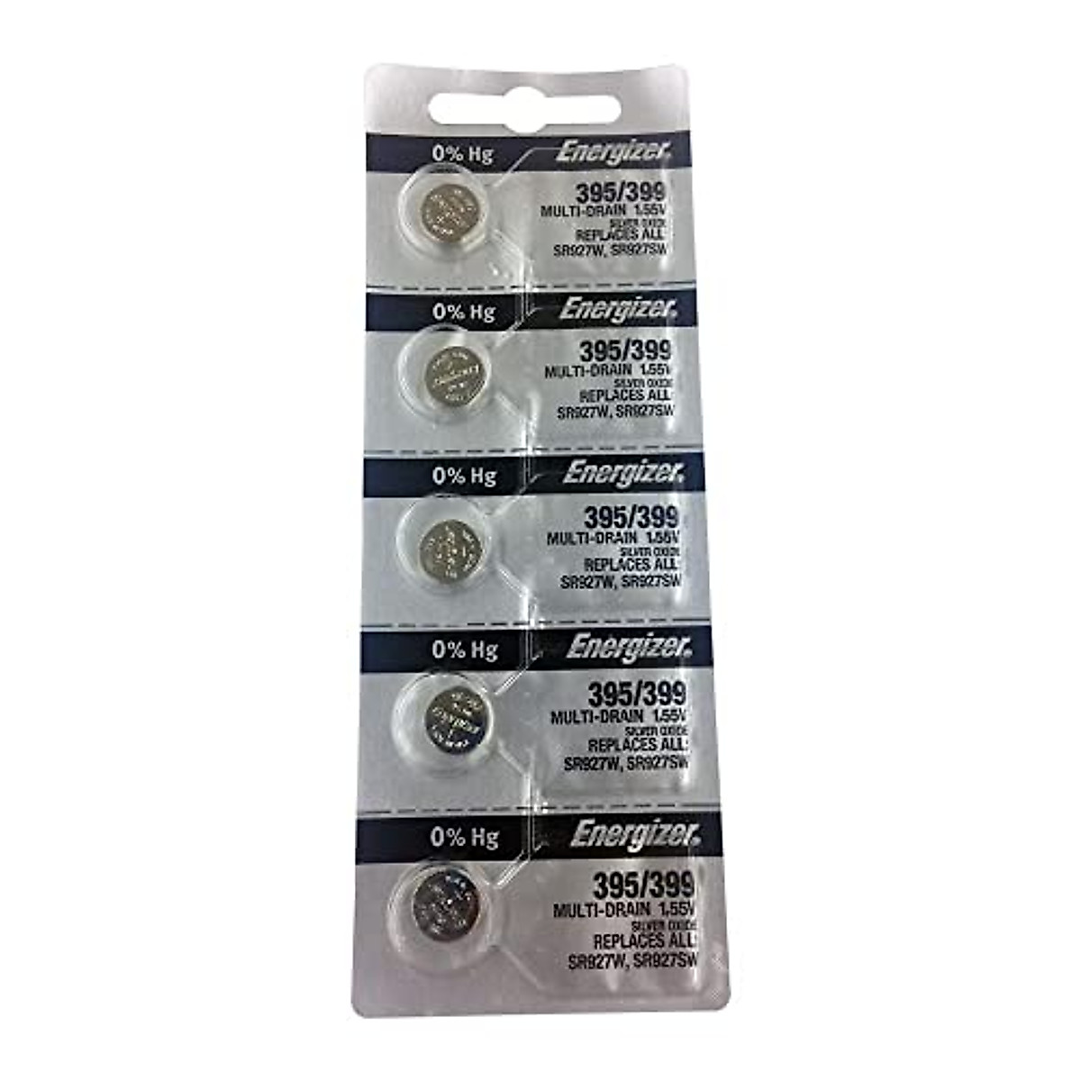 Energizer 395/399 Silver Oxide 5 Batteries (SR927W / SR927SW)