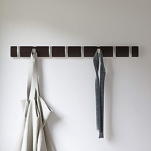 Umbra Flip Wall Mounted Floating Rack – Modern, Sleek, Space-Saving Hanger with Retractable Hooks to Hang Coats, Scarves, Purses and More, 8, Espresso