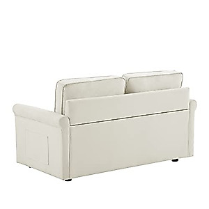 54.3" Pull Out Sleeper Sofa Bed,3 in 1 Convertible Loveseats Couch Full Size,2 Seater Tufted Floor Gaming Sofa & Couch with Adjustable Backrest and Lumbar Pillows for Living Room Bedroom Apartment