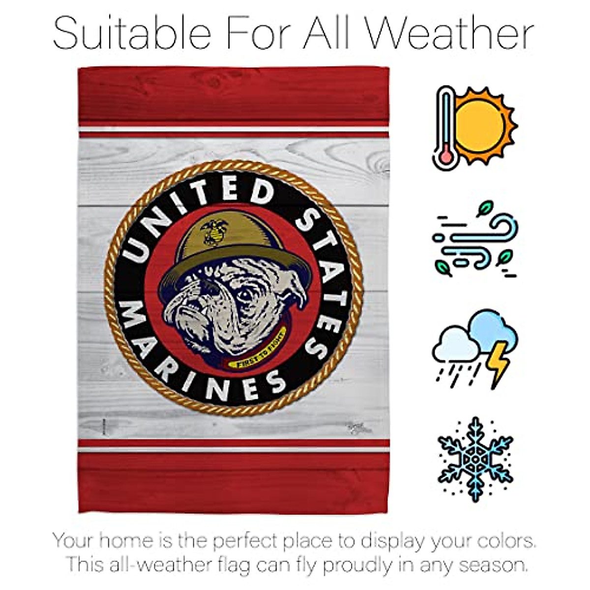 Breeze Decor Marine Bulldog Garden Flag Armed Forces Corps USMC Semper Fi United State American Military Veteran Retire Official House Decoration Banner Small Yard Gift Double-Sided, Made in USA