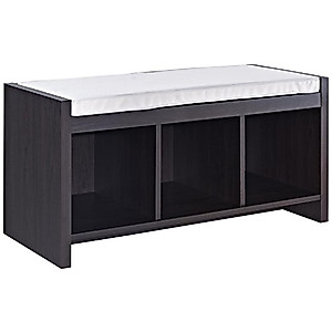 Ameriwood Home Penelope Entryway Storage Bench with Cushion, Espresso 17.68 in. high x 35.91 in. wide x 15.75 in. deep