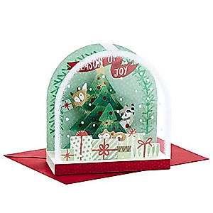 Hallmark Paper Wonder Pop Up Christmas Card Snow Globe (Woodland Creatures)