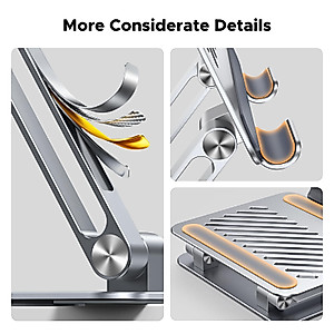 UGREEN Tablet Stand Holder for Desk Dual Rod Support Aluminum Tablet Holder Adjustable Multi-Angle Home Office Accessories Compatible with 2024 iPad Pro 13 12.9 11, iPad Air 11 13 Mini 6 5 Silver