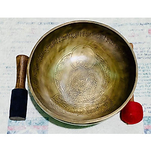 Singing Bowl Nepal-10" Inch Healing Buddha Yoga Bowl- Hand Hammered Tibetan Singing Bowls, Hand Carving From Nepal