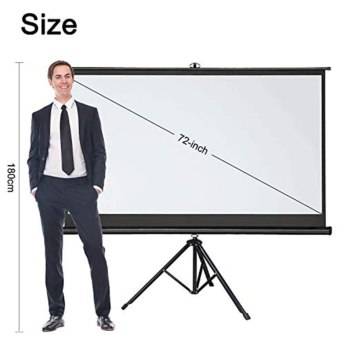 ZYZMH Projector Screen 72 100 inches Tripod Stand 16:9 Portable Projection Screen 4K 3D Movies Screen for Home Office Indoor Outdoor (Size : 72 inch)
