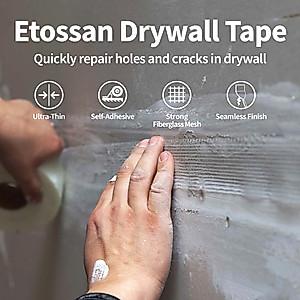 Etossan Drywall Joint Tape,2 inch x 150 FT,Self-Adhesive Drywall Mesh Tape for Drywall Finishing and Crack Repair,White