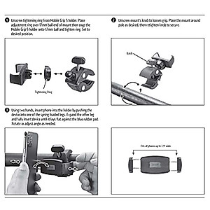 ARKON Mobile Grip 5 Phone Clamp Post Mount for iPhone 11 XS XR X Galaxy S20 S10 S9 Retail Black, MG531