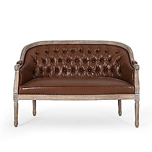 Christopher Knight Home Faye Tufted Upholstered Loveseat - Cognac Brown/Antique