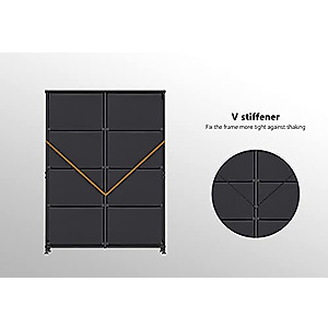 FEZIBO Dresser Organizer, Chest of Drawers-Dresser for Bedroom, Hallway, Entryway, Closets, Furniture Storage Tower-Steel Frame, Wood Top, 8 Drawers Organizer Units-Black Grey