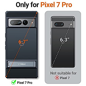 TORRAS MarsClimber for Google Pixel 7 Pro Case 6.7'' [8FT Military-Grade Drop Protection] [3 Stand Ways Slim Kickstand] Translucent Matte Protective Phone Cases for Google Pixel 7 Pro, Black