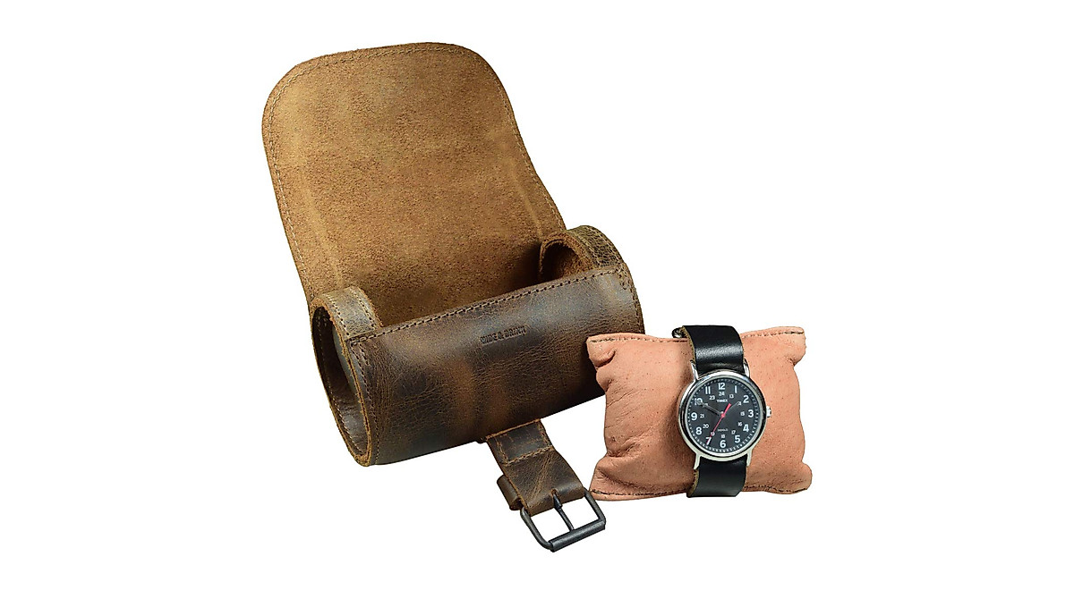 Hide & Drink Cylinder Watch Case with Leather & Warranty