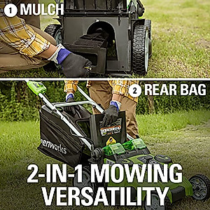 Greenworks 40V 20-Inch Cordless (2-In-1) Push Lawn Mower, 4.0Ah + 2.0Ah Battery and Charger Included 25302