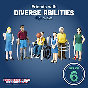 Creative Minds Marvel Education Diverse Abilities Toy Figure Set for Kids Ages 3+, Set of 6 Inclusive Toy Figurines with Wheelchairs, Canes, and More, Multicolor