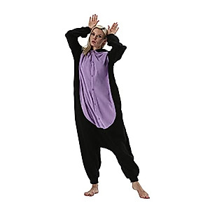 ULEEMARK Unisex Adult Onesie Animal Pajamas One Piece Halloween Costumes Cosplay Christmas Sleepwear Midnight Cat