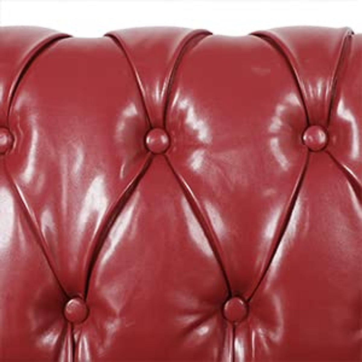 wirrytor Chesterfield Classic Sofa, Modern Leather 3 Seater Sofa, Upholstered Tufted Back Settee Couch with Rolled Arms Nailhead Trim for Living Room Bedroom(Burgundy)