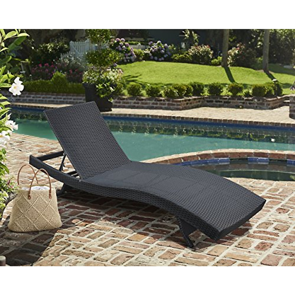 Armen Living Cabana Adjustable Wicker Chaise Lounge Chair