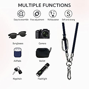 BFSD·DM Cell Phone Lanyard, Universal Crossbody Patch Phone Lanyards,2× Phone Patches,Nylon Phone Lanyards for Around The Neck,Compatible with Most Smartphones(Black,51 inch)
