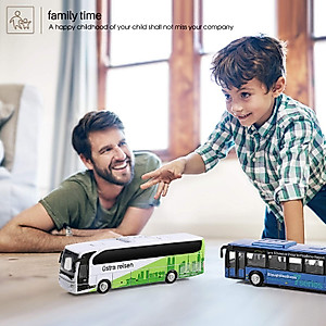 Geyiie School Bus Toy, Kids Die-Cast Metal Car Toys for Kids 3-8 Years Old Pull Back Car City Bus 1:80 Scale Double Decker London Vehicles, Cars Play Toys for Kids Easter Party Favor, Classroom Prizes