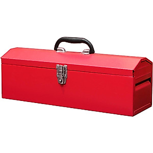 BIG RED TB101 Torin 19" Hip Roof Style Portable Steel Tool Box with Metal Latch Closure and Removable Storage Tray, Red, 19.1" x 6.1" x 6.5"