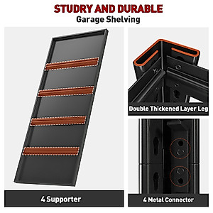 Raybee 40" Wide Storage Shelves Garage Shelving, 2 Pack, Heavy Duty Shelving, Adjustable 4 Tier Metal Shelves for Warehouse, Pantry, Kitchen 40" W x19 D x57 H, Black