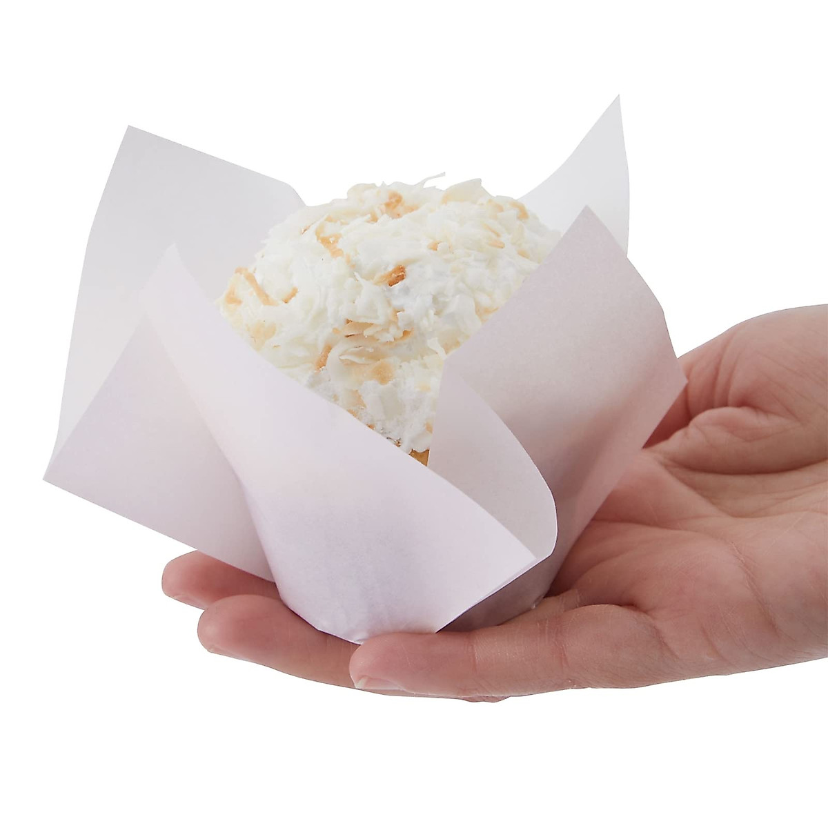 100 Pack Tulip Pink Cupcake Liners, Medium Baking Cups, and Muffin Wrappers, Perfect for Birthday Parties, Weddings, Baby Showers, Bakeries, Catering, Restaurants