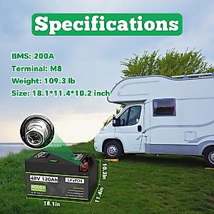 48V Lithium Battery 120Ah LiFePO4 Battery Grade A Cells, for Home Energy Storage, Golf Cart, Solar Back-up Power, RV, Marine, and Off-Grid Application