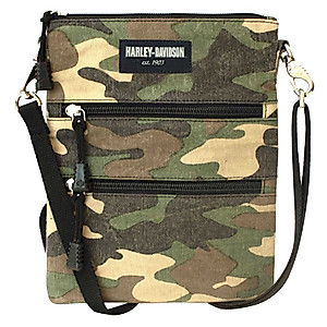 Harley-Davidson Women's Camo Print Cotton Canvas Crossbody/Clip Bag Purse