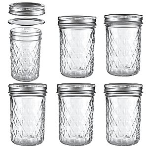 BOMEX Mason Jars Airtight Lids Glass Canning Jars 8oz/250ml Regular Lids Spice Jars Honey Jars for Yogurt,Jam,Spice,Overnight Oats Canning, Preserving,Decorations,Jelly,Dessert,6 Pack (8 oz)