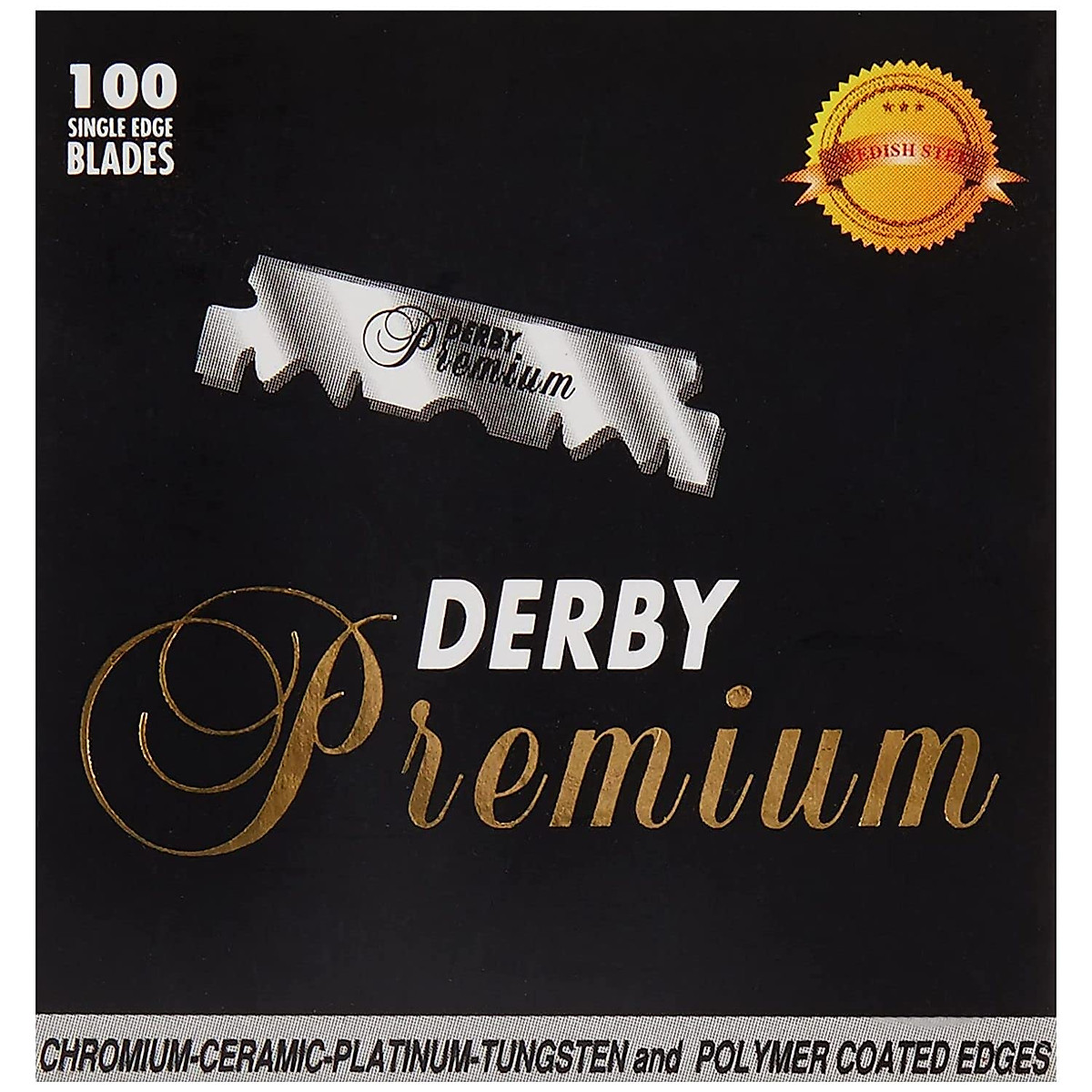 Derby Premium Single Edge Razor Blades, Razor Blades, Single Edge, Ultra Sharp, Chromium - Ceramic - Platinum - Tungsten and Polymer Coated Edges (2)