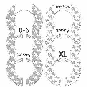 6 Baby Nursery Clothing Closet Size Dividers Gender Neutral Fits 1.5" Rod (Gray)