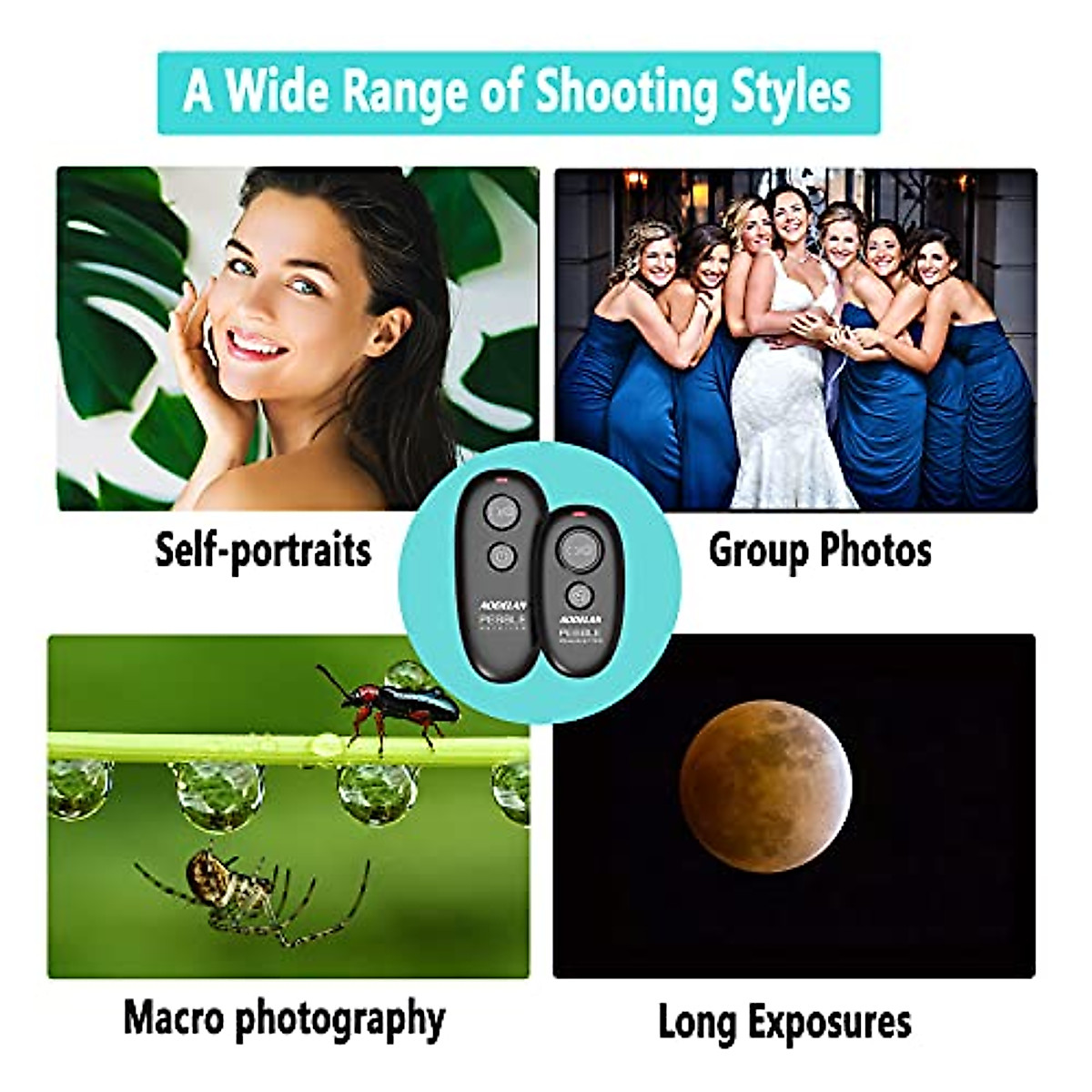 AODELAN Wireless Shutter Release for Canon T7, T7i,EOS RP, T6, 5D Mark IV, T3i, SL1, T3, 1300D,6D, T5,T2i, Replace Canon RS-60E3 and RS-80N3 Remote Switch