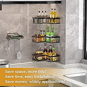 SIXDOVE 3-PACK Corner Shower Caddy- Corner Shower Shelf with 1 Soap Holder, Adhesive Shower Organizer with 18 Hooks, No Drilling Rustproof Stainless Steel Shower Rack Shelves for Bathroom & Kitchen