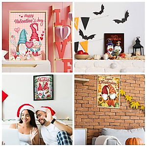 12 Pieces DIY Diamond Art Kits 5D Gnome Diamond Painting Kits for Adults Valentines Day St Patricks Day Paintings for Kid Parents Children Beginners, 12 x 16 Inch