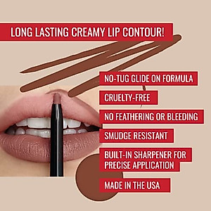 Runway Rogue Designer Liner Lip Pencil, Matte Soft-Mocha Lip-Liner Pencil and Lip-Liner Sharpener, ‘Trendsetter’