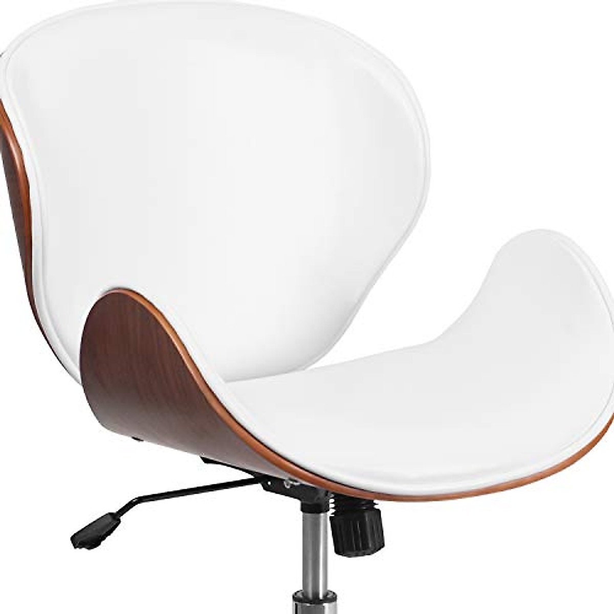 Flash Furniture Tana Mid-Back Walnut Wood Conference Office Chair in White LeatherSoft