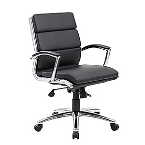 Boss Office Products Executive Mid Back CaressoftPlus Chair with Metal Chrome Finish in Black