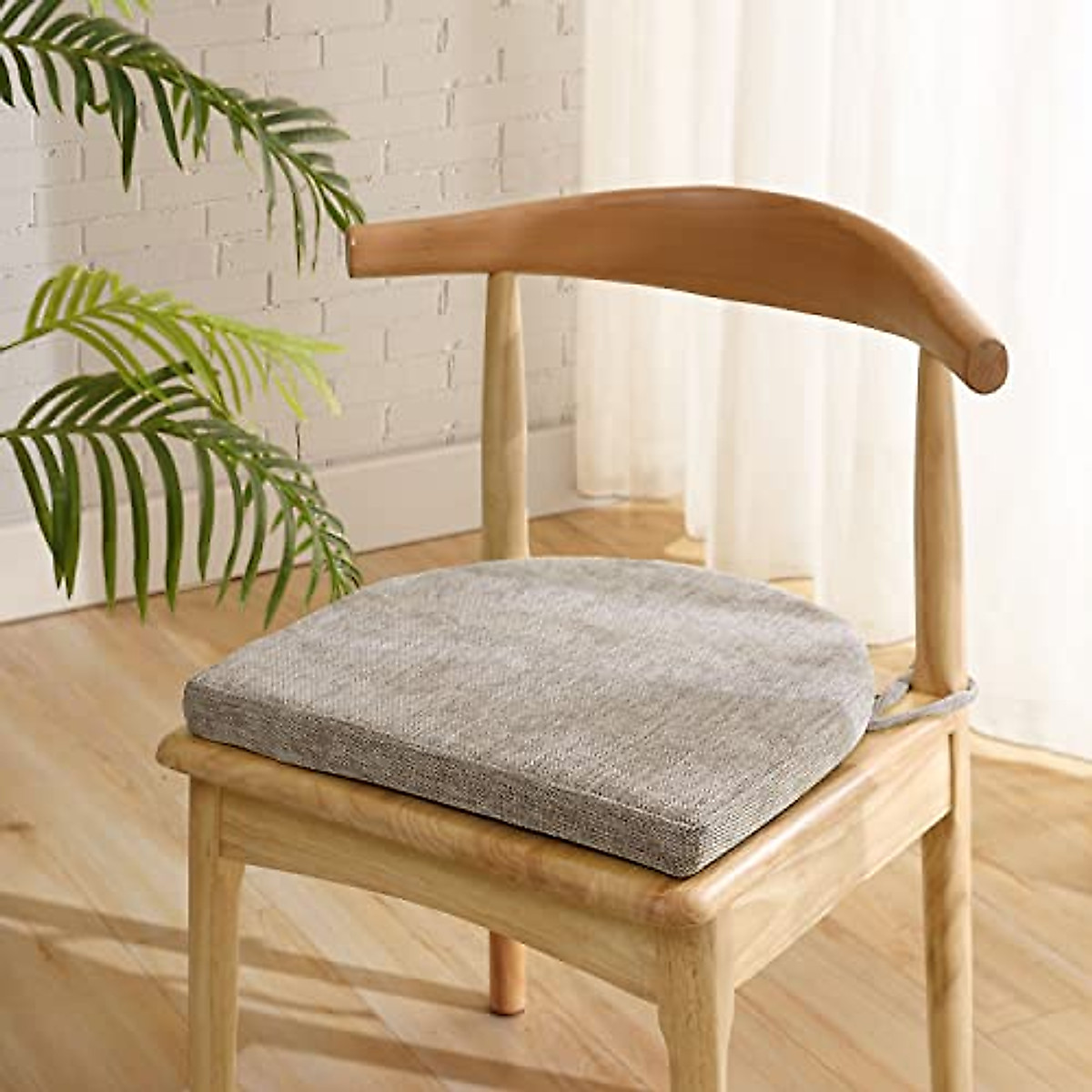 Sweet Home Collection Chair Cushions 100% High Density Memory Foam Pads U Shaped 17" x 16"Non-Slip Skid Rubber Back Seat Cover, 4 Count (Pack of 1), Taupe