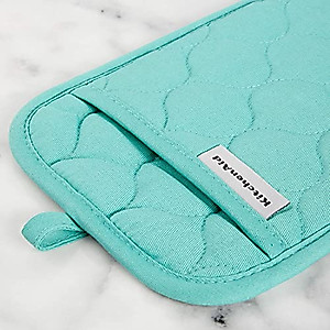 KitchenAid Onion Quilt KT OM PH Kitchen Towel, Oven Mitt & Potholder Set, Aqua Sky