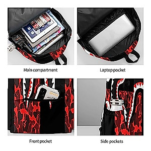 Red-Black Shark Printed Travel Laptop Backpack For Women,Print Mini Casual Daypack Waterproof Computer Bags With Ergonomic