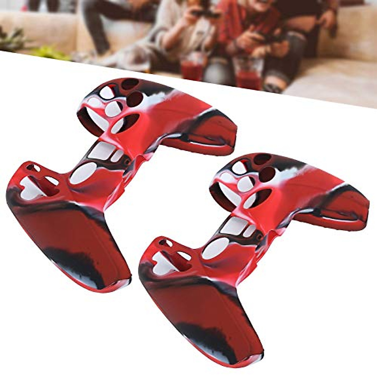 Gamepad Protective Cover Comfortable Anti Extrusion Dust Proof Sweat Proof Game Controller Skin,for Gamepad(Camouflage red)