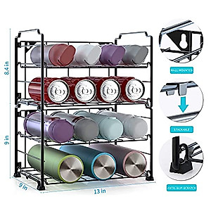 AULEDIO Adjustable Water Bottle Organizer Storage, 2-Tier Stackable Water Bottle Holder Rack, Black(2 Pack)