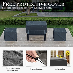 VONZOY Aluminum Patio Furniture Set, 5 Piece Metal Outdoor Furniture Set, Patio Furniture Sets with Waterproof Covers for Backyard Garden
