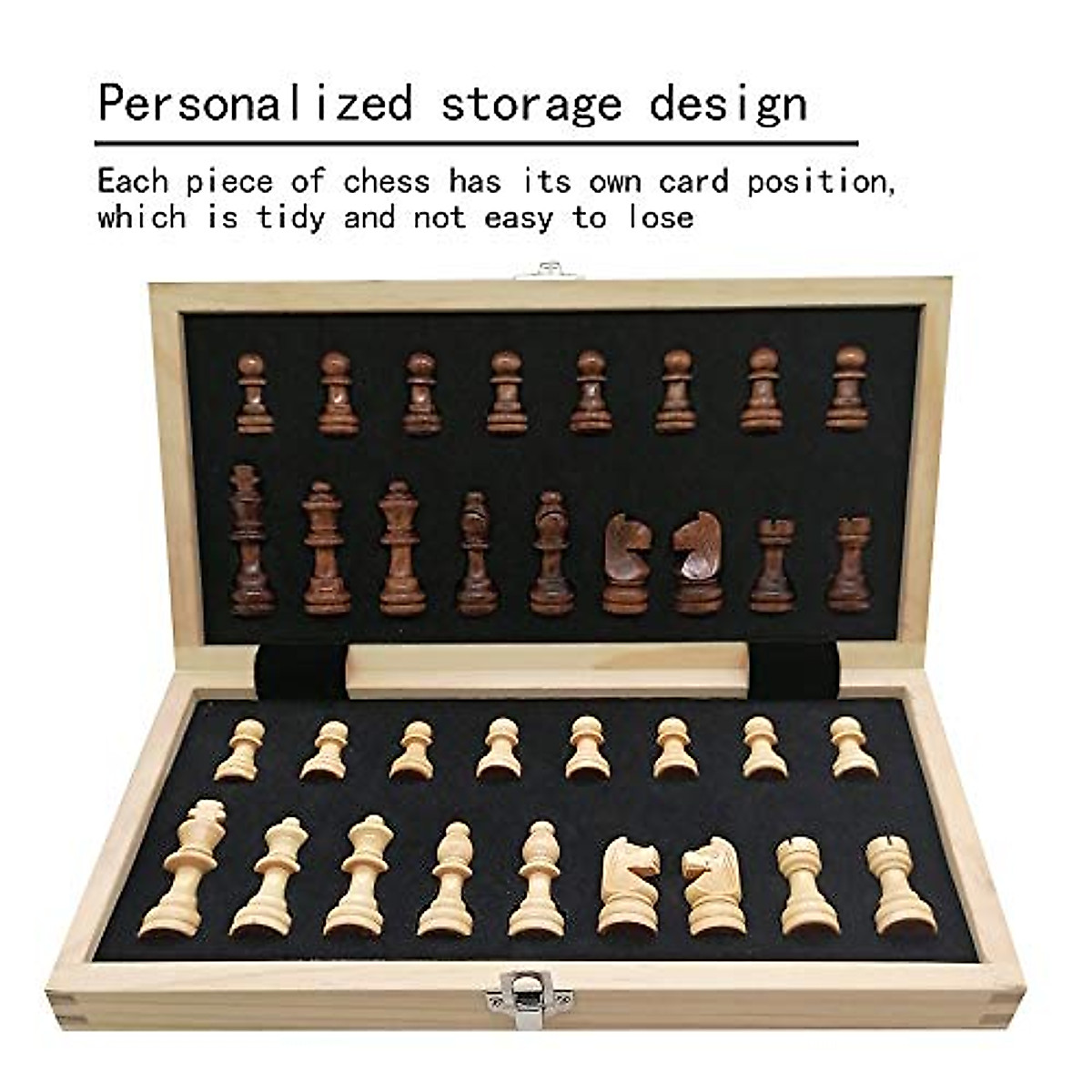 Wooden Magnetic Chess Set, YJZ 12” Chess Board Portable for Folding ...