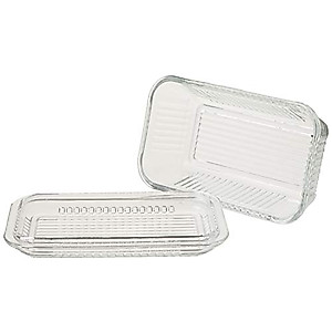 Circleware Farm Glass Butter Dish with Glass Lid, Multi-Purpose Preserving Serving Dessert Dish Tray, 6.75" x 4", Glassware for Cream Cheese, Cake, Salad, Candy, Foods & Best Selling Gift Ideas