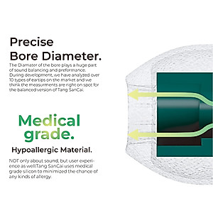 Linsoul TANGZU Tang Sancai in Ear Monitor Ear Plugs, 3 Pairs, Matte Texture Straight Tooth Grooves Eartips for IEMs, in-Ear Earphone, Audiophile Musician (S/M/L)