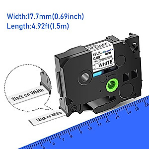 USUPERINK 10PK Compatible for Brother HSe-241 HSe241 HS-241 HS241 Black on White Heat Shrink Tube Label Tape use in PT-D400 PT-D600 PT-E300 PT-E500 PT-P750WVP Printer (0.69''x 4.92ft, 17.7mm x 1.5m)
