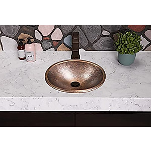 Monarch Abode Pure Copper Hand Hammered Drop-In Bathroom Vanity Sink 17", 17 Inches (Oval)