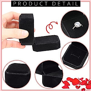 Thinkday 48 Pcs 2.13 x 2.01 x 1.54 Inch Velvet Ring Box Display Jewelry Case Storage Ring Case for Wedding Ceremony Engagement Birthday Gifts Proposal Anniversary (Black)